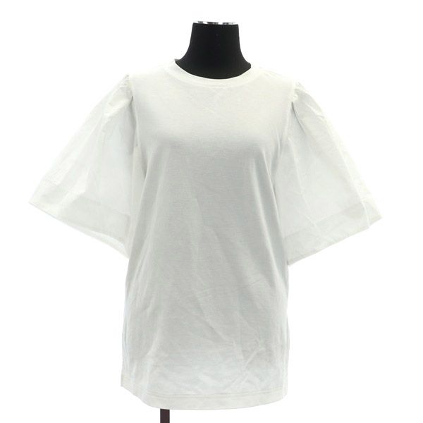 プラステ PLST 23SS ファブリックコンビフレアスリーブTシャツ カットソー 五分袖 切替 クルーネック S 白 ホワイト /MY OS - メルカリ