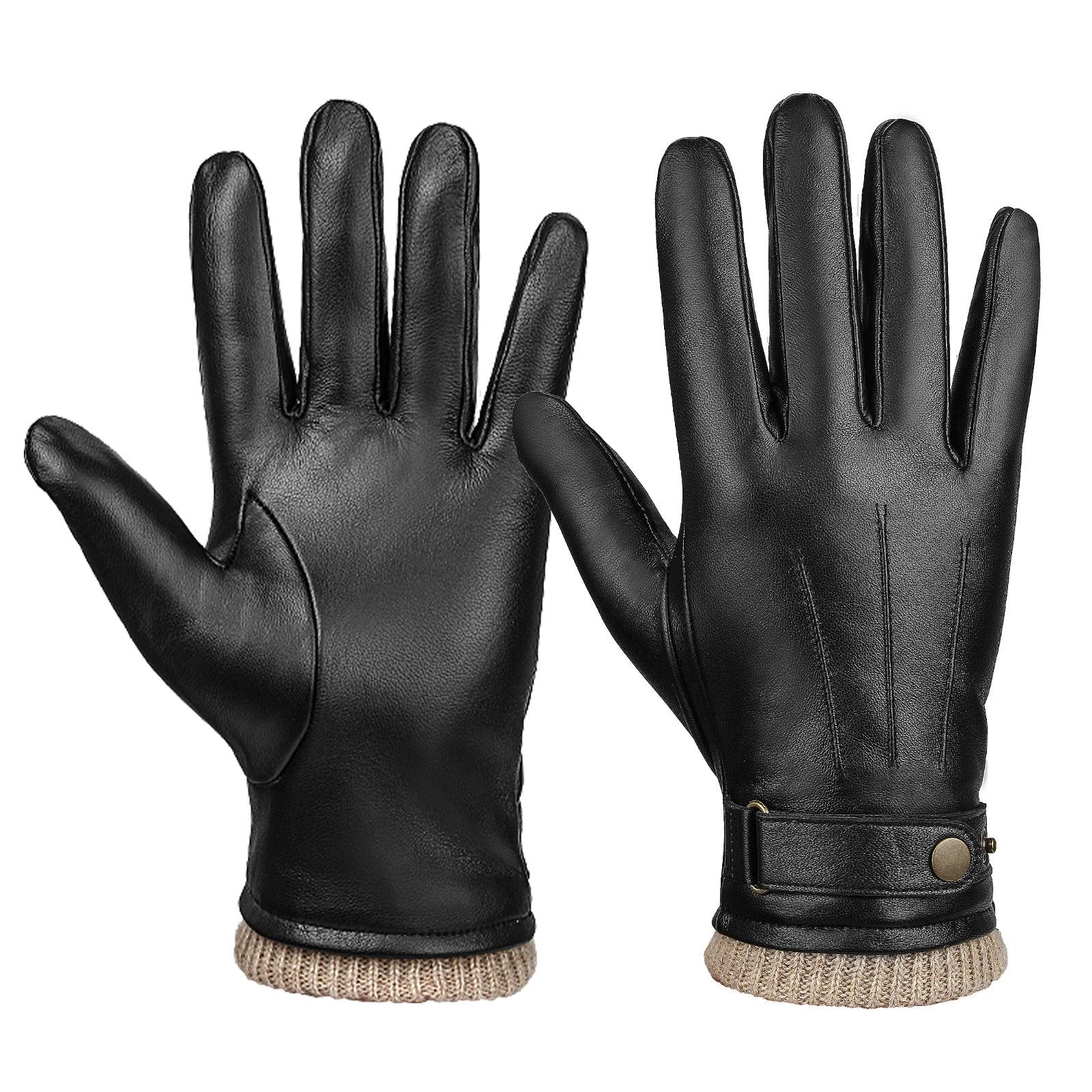 【在庫処分】防風 撥水 裏起毛（ウール） 紳士 本革（山羊革） 冬 スマホ対応 スブラック／ブラウン 防寒 M メンズ L 手袋 XLサイズ [OZERO] - メルカリ