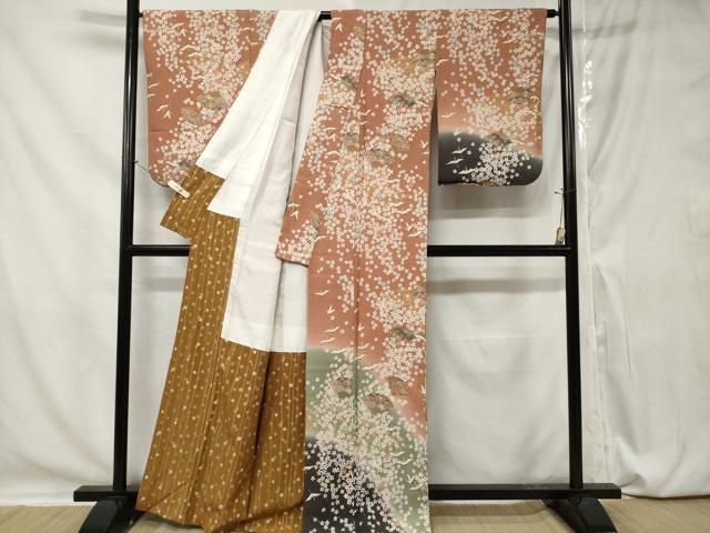 平和屋着物○訪問着 動物飛鶴笹文 金彩 正絹 逸品 CAAV9371ze