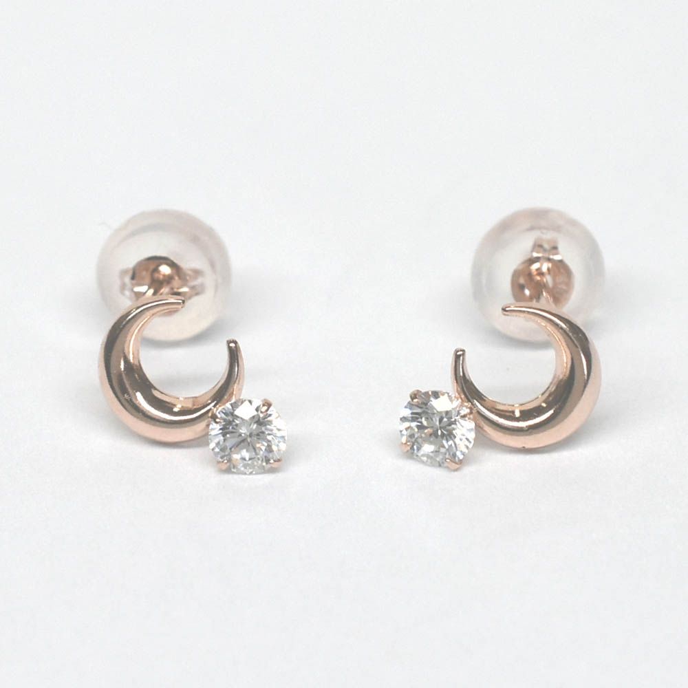 K10PG 10金 ピアス キュービックジルコニア 月と星 CZ 3mm×2石 ゴールドピアス レディース - メルカリ