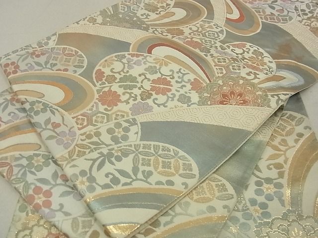 平和屋着物○両面 全通柄袋帯 組織 吉祥間道 金糸 正絹 逸品