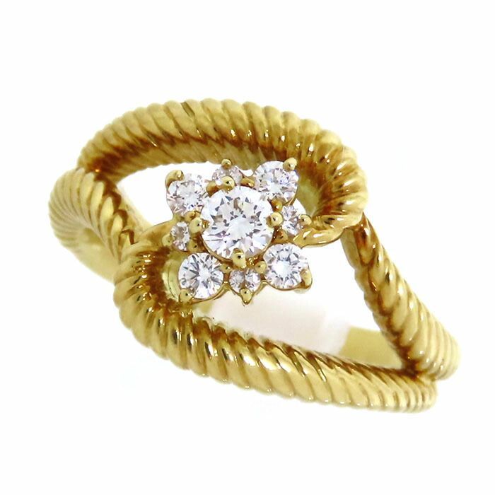 星の砂 HOSHI no SUNA フラワー モチーフ ダイヤ リング K18YG 750 イエローゴールド ダイヤモンド 0.32ct 11.5号 指輪 アクセサリー ユニセックス 送料無料 ...