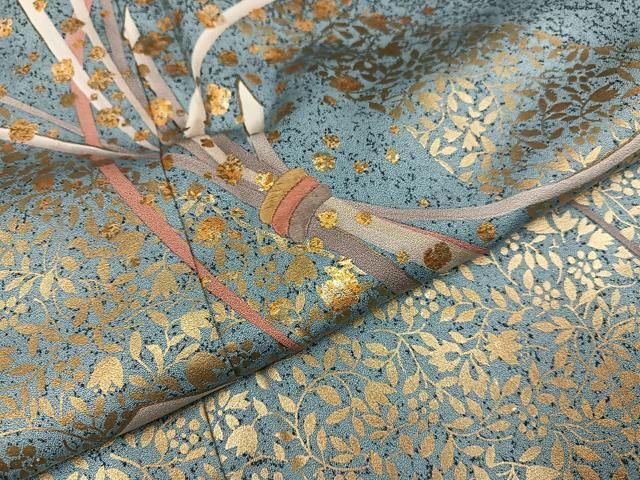 平和屋着物○中嶋まさひろ 蝋彩染作家 訪問着 刺繍 束ね熨斗草花文 暈