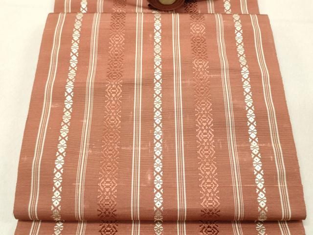 平和屋着物▽本場筑前博多織 名古屋帯 反物 献上 逸品 未使用 AAAY1326ru