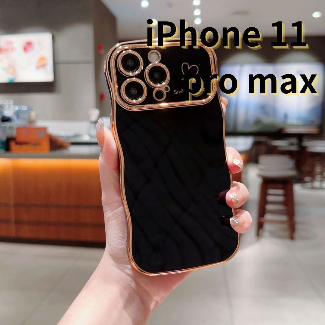 【SHOPS】iPhone11 pro max スマホケース 黒 金 なみなみ ハート 軽量 おしゃれ かわいい E043 - メルカリ