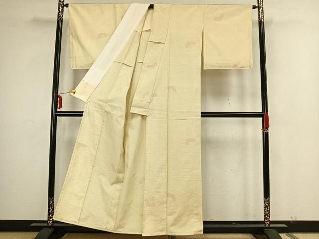 平和屋着物▽上質な紬 単衣 幾何学文様 正絹 逸品 AAAZ1435fy