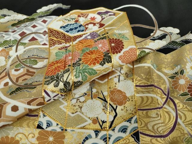 平和屋着物○皇室デザイナー 中村乃武夫 黒留袖 刺繍 蔦草文 金糸 金彩