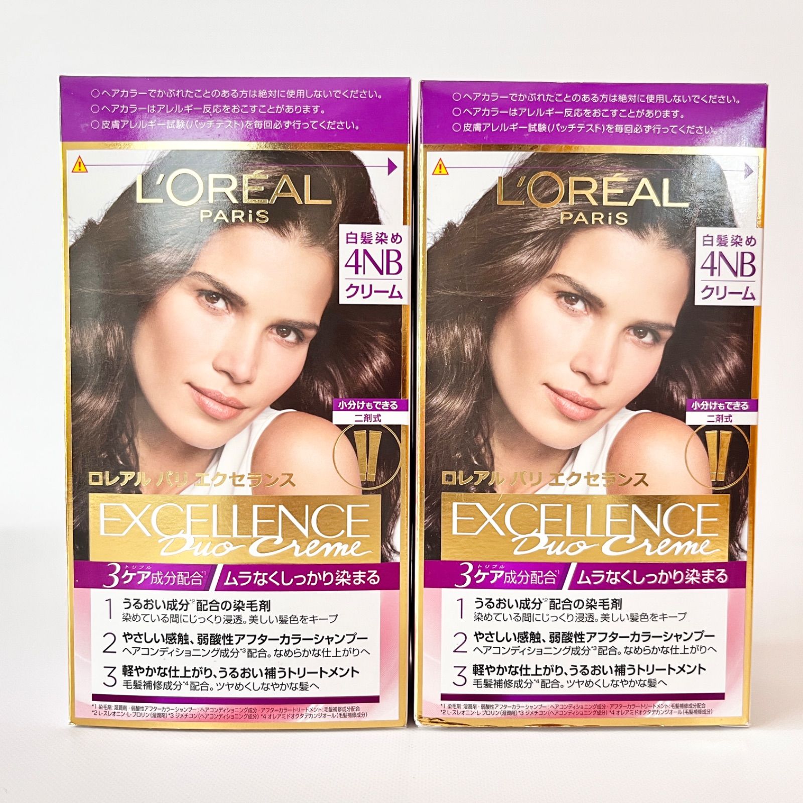 L'OREAL PARIS EXCELLENCE ロレアル パリ エクセランス デュオ クリーム 4NB 深みのある自然な栗色 ヘアカラー ...