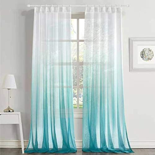 ブルー_100*178cm レースカーテン グラデーション Dreaming Casa UVカット 紫外線カット 子供 出窓 北欧 おしゃれ かわいい 柄 薄手 オーダーカーテン 多彩 ...