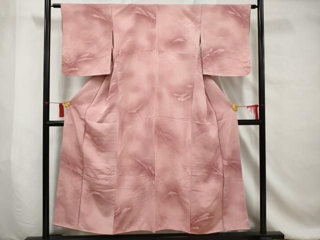 平和屋着物▽上質な小紋 単衣 草葉文 暈し染め 正絹 逸品