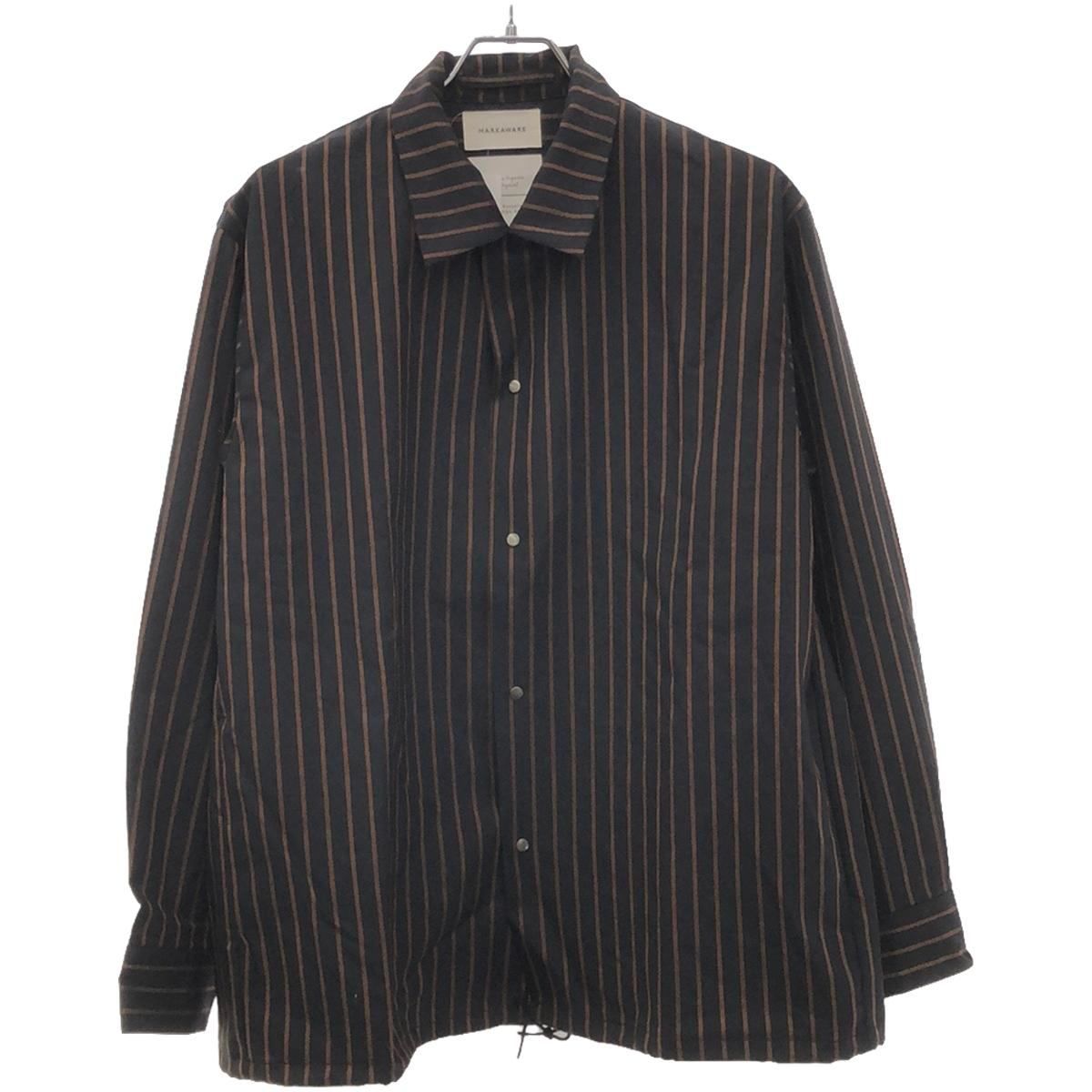 markaware マーカウェア 18AW COACH SHIRTS ORGANIC WOOL TROPICAL ウールトロピカルストライプコーチシャツ A18A-05SH01C ブラック 1 ...