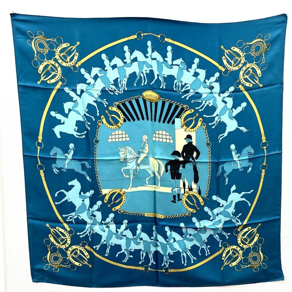 HERMES エルメス カレ90 MANEGE 馬 スカーフ ヴィンテージ 1970年代 シルク LEDOUXフィリップ・ルドゥデザイン グリーン 緑 レディース【中古】 - メルカリ