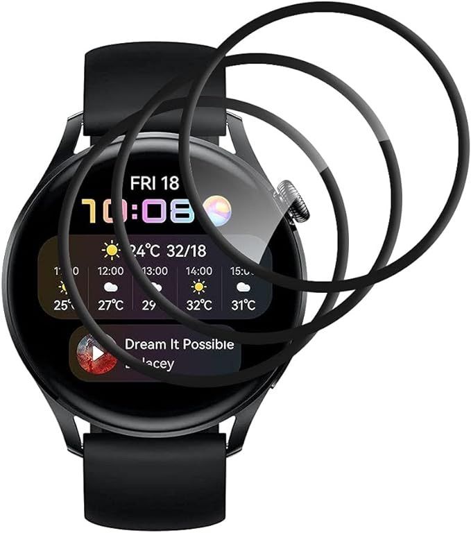 K-822 CARKO For Huawei Watch 3 フィルム【3枚セット】9H硬度の液晶保護 2.5D 0.3mm超薄型 アサヒ ...