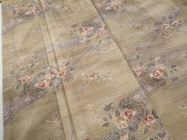 平和屋着物●小千谷紬　吉祥枝花文　正絹　逸品　未使用　CAAW7874yc 平和屋着物○小千谷紬 吉祥枝花文 正絹 逸品 未使用 CAAW7874yc 平和