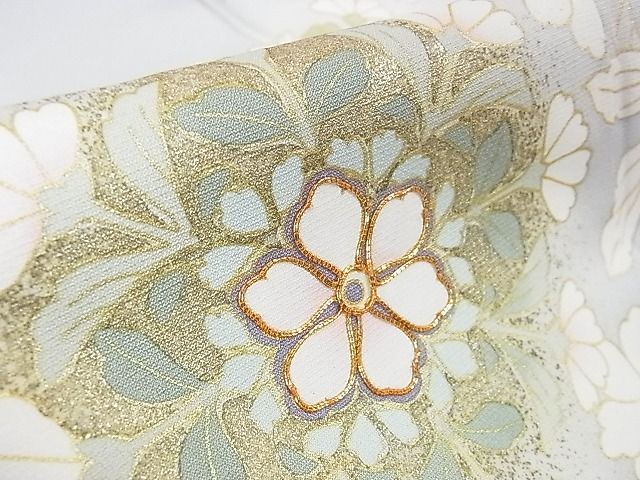 平和屋本店□極上 訪問着 駒刺繍 枝垂れ花 暈し染め 金彩 逸品 未使用