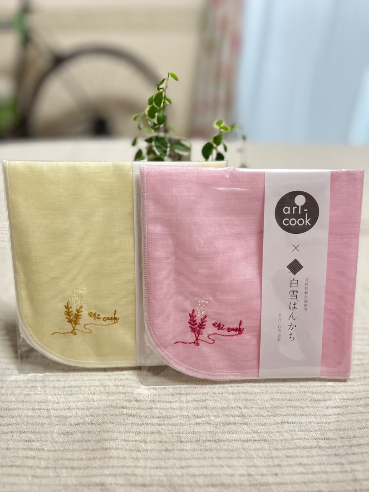 ari-cook ️白雪はんかち ピンク1枚と黄色1枚の1セット - メルカリ