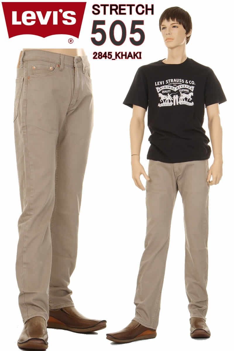 LEVI'S 505 L32 00505-2845_KHAKI COLOR STRETCH DENIM JEANS リーバイス 505 カラー ...
