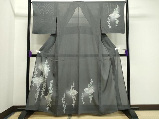 平和屋着物＊夏物 訪問着 絽 地紙花文 金彩 洗える着物 CAAW3066ut