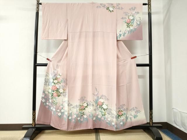 平和屋着物●訪問着　作家物　源氏香　市松文様　暈し染め　黒地　正絹　逸品　CAAU2451yc 平和屋着物○訪問着 作家物 源氏香 市松文様 暈し染め 黒地