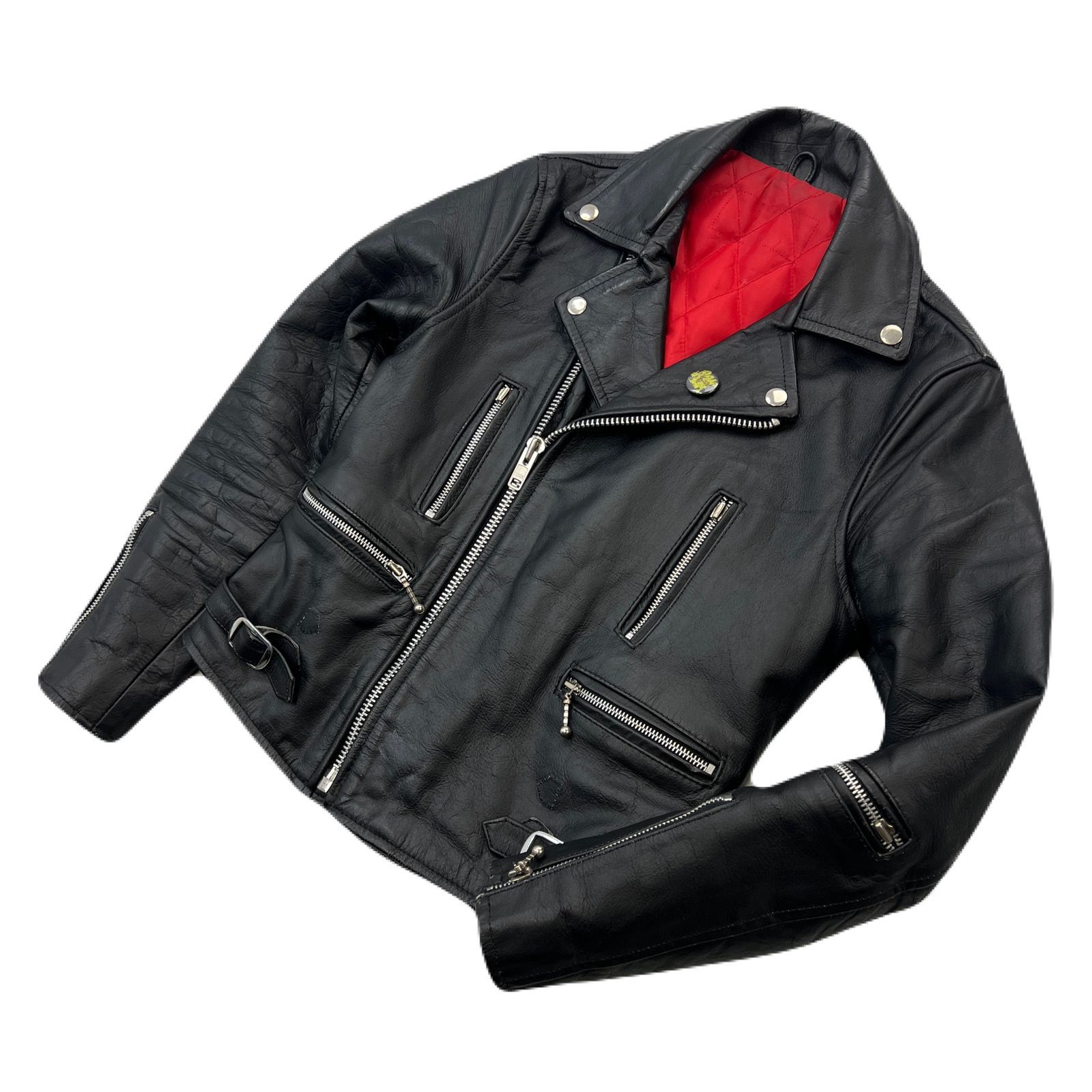 レザー ダブル ライダースジャケット【厚手 牛革】S相当 メンズ 古着 BK195 - メルカリ