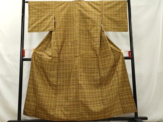 平和屋着物□上質な紬 格子 正絹 逸品 AAAL6929cs