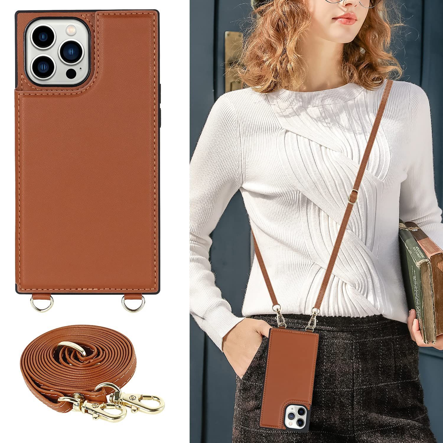 Cavor iPhone13 Pro 手帳型ケースiPhone13 Proスマホ携帯ケース肩掛け 首かけ 斜めがけショルダー ケース iPhone13 Pro 財布型ケースいPhone13 ...