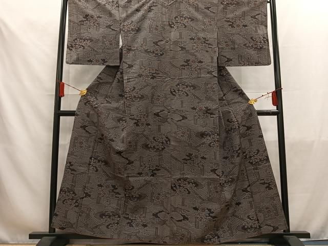 平和屋着物□本場大島紬 菱花文 正絹 逸品 BAAM3639xi 平和屋着物○