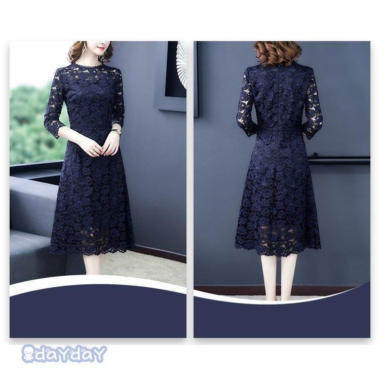 ワンピース レディース 40代 きれいめ 春秋 長袖 上品 レース