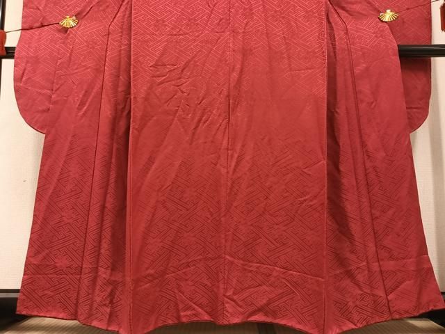 平和屋着物○豪華振袖 紗綾形花地紋 色無地 紅海老茶色 正絹