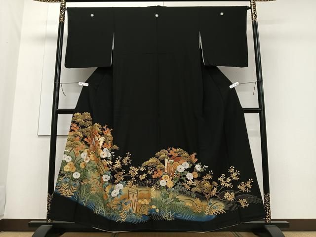 平和屋着物＃道中着　濡羽色　黒地　鬼しぼ縮緬　ロング丈　正絹　逸品　CAAT5957id 平和屋着物＃道中着 濡羽色 黒地 鬼しぼ縮緬 ロング丈 正絹 逸品