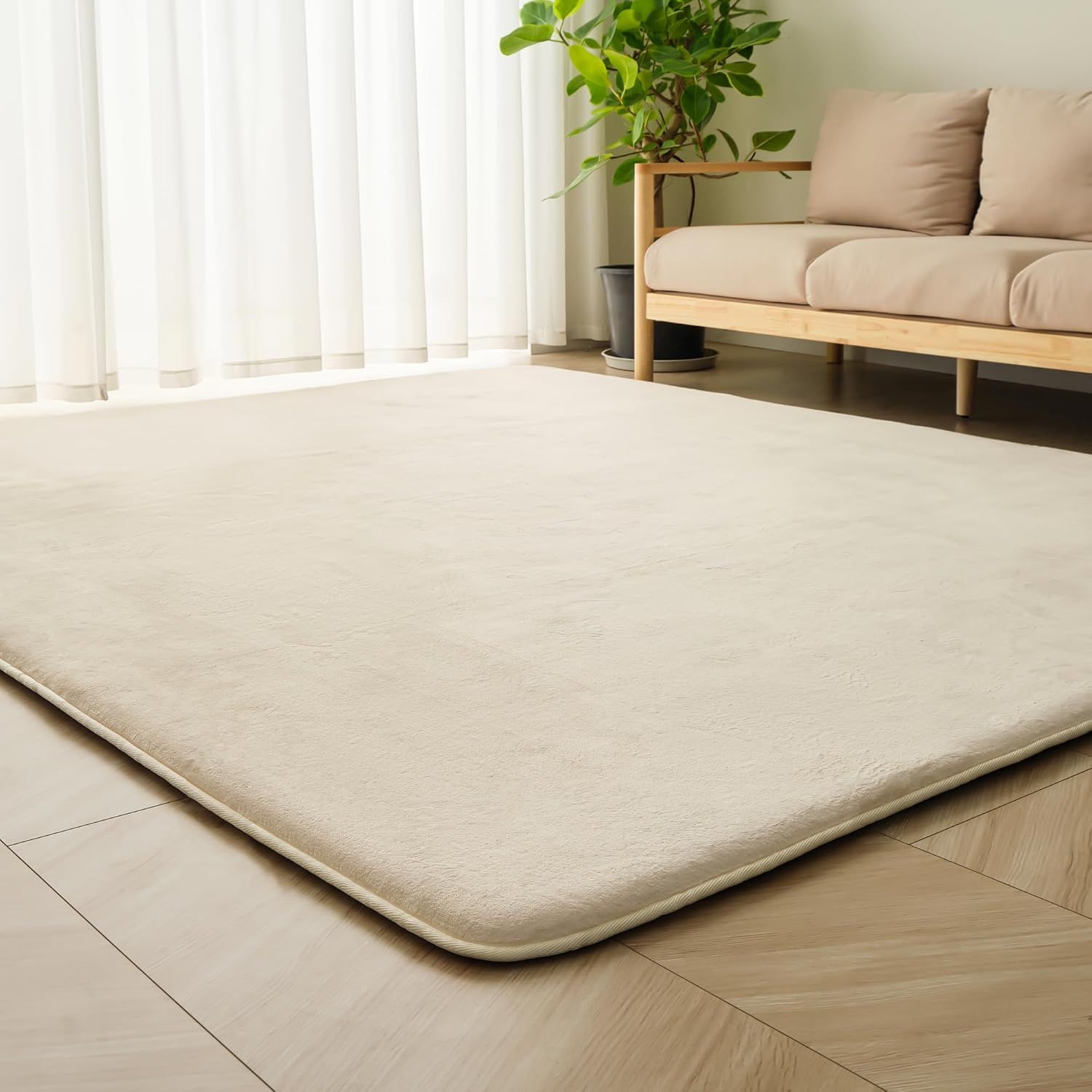 HARUMIN 極厚30mm カーペット ラグ 厚手 約3畳 ラグマット 絨毯 無地 防音 抗菌 防臭 防ダニ 低ホルム 北欧 おしゃれ 滑り止め付き 床暖房ホットカーペット対応 こたつ敷き ...