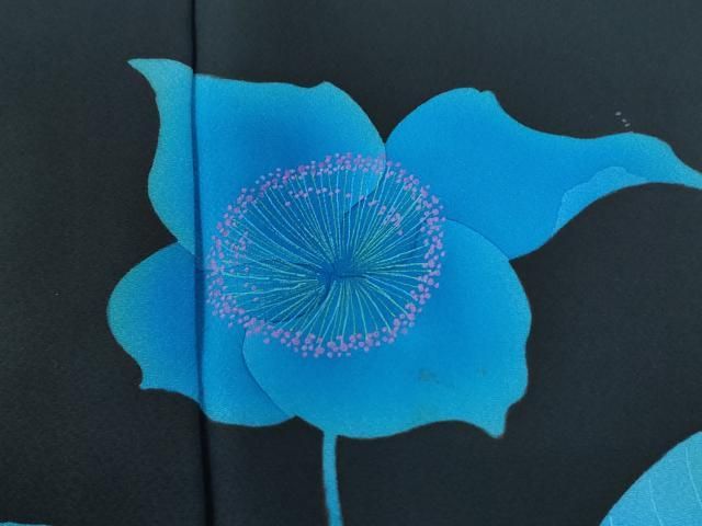 平和屋着物○訪問着 草花文 黒地 金彩 正絹 逸品 CAAW7306yc - メルカリ