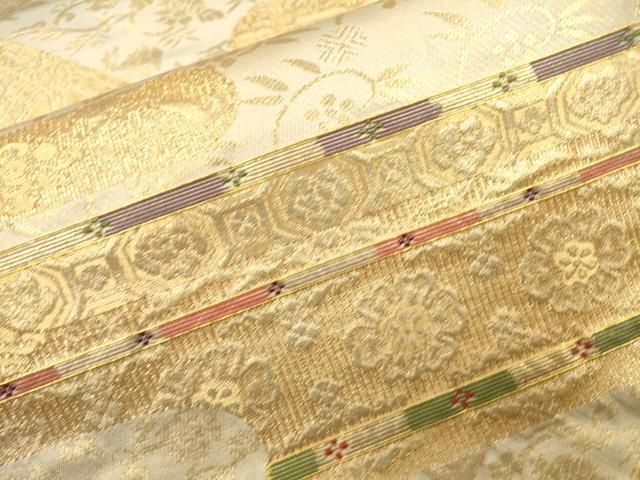 平和屋着物▽西陣の名門織元 いづくら謹製 六通柄袋帯 霞取り横段花文