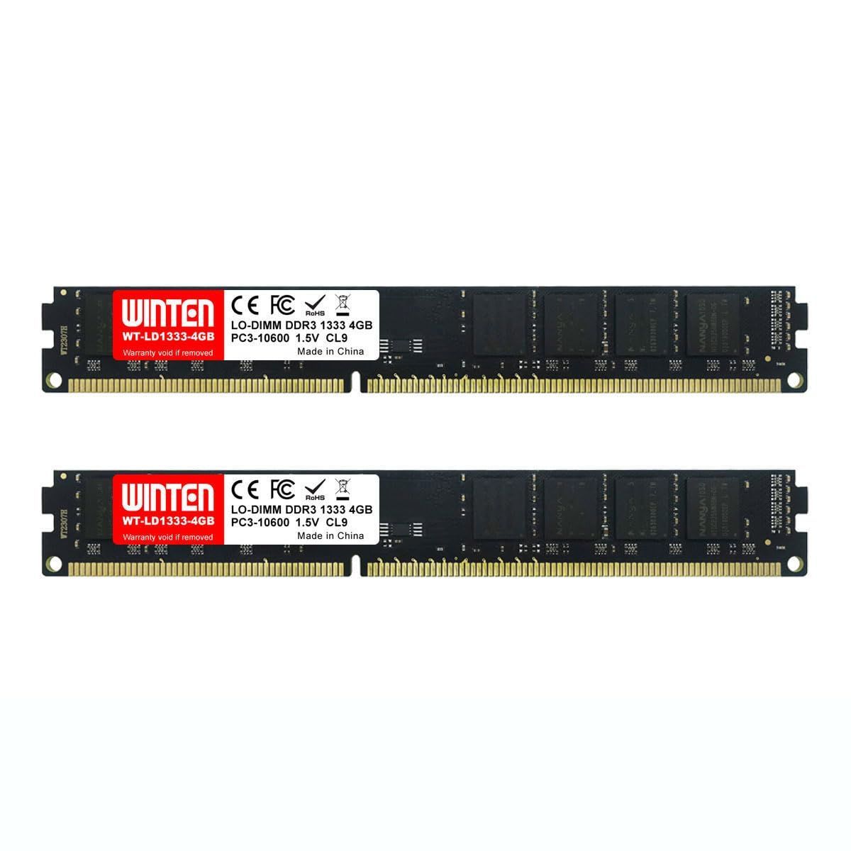 新品 WINTEN デスクトップPC用 メモリ DDR3 1333 PC3-10600 8GB (4GB x 2枚) 240Pin CL9 1.5V DIMM 【5年 相性】 LODIMM ...