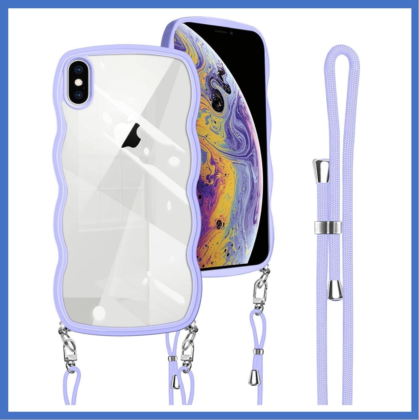 【送料無料】 iphone X/XS_パープル iPhoneXS ケース クリア ショルダー iPhoneX カバー 肩がけ 首掛け iPhone X iPho - メルカリ