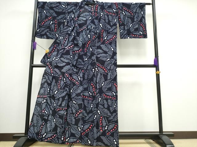 平和屋着物■極上　夏物　浴衣　有松鳴海絞り　舞蝶文　綿　逸品　未使用　CYAA3890s5 平和屋着物∴夏物 浴衣 有松鳴海絞り 舞蝶菊文 綿 逸品 CAAW1082ng