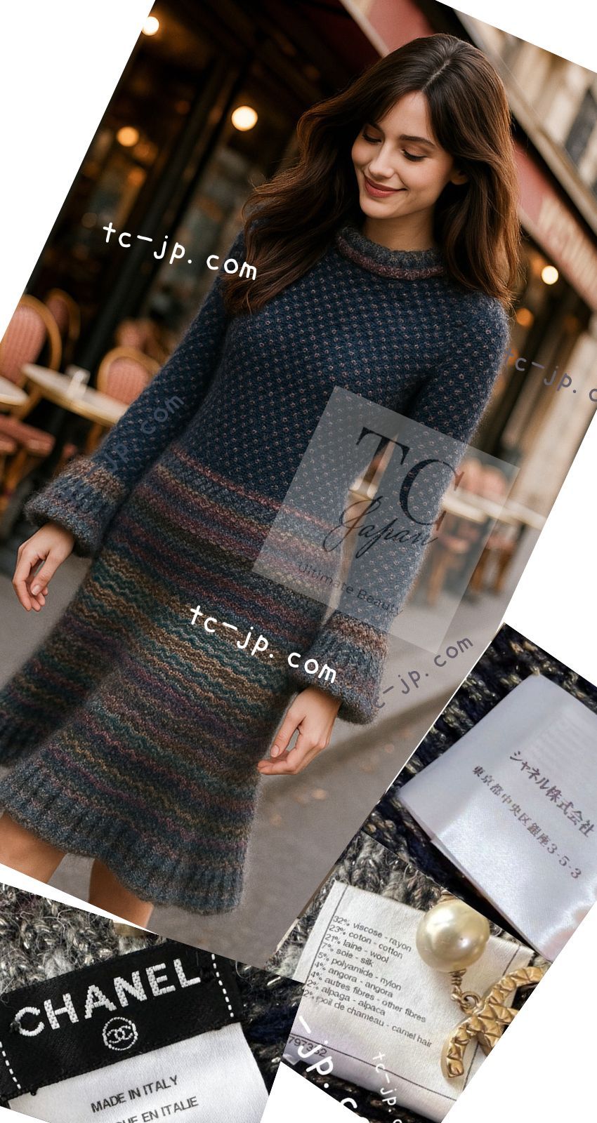 シャネル ワンピース CHANEL ネイビー メタリック ニット シャネル ワンピース CHANEL ネイビー メタリック ニット