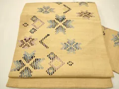 平和屋着物○本場琉球 読谷山花織 紬地 九寸名古屋帯 正絹 逸品