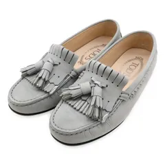 TOD'S トッズ ゴンミーニ ドライビングシューズ ローファー スリッポン モカシン タッセル フリンジ ヌバック レザー グレー #34 日本サイズ約21cm TOD'S トッズ ゴンミーニ ドライビングシューズ ローファー スリッポン