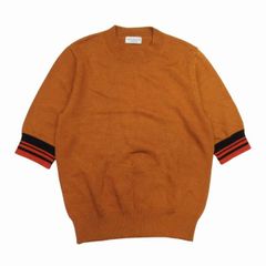 【中古】ドリスヴァンノッテン DRIES VAN NOTEN ライン ショートスリーブ ニット 半袖 XS ブラウン/△L50/レディース ドリスヴァンノッテン DRIES VAN NOTEN ライン ショートスリーブ
