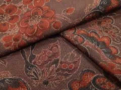 平和屋着物●上質な小紋　鳳凰花蝶松文　鬼しぼ縮緬　正絹　逸品　未使用　CABA1577gh 平和屋着物○上質な小紋 鳳凰花蝶松文 鬼しぼ縮緬 正絹 逸品 未使用