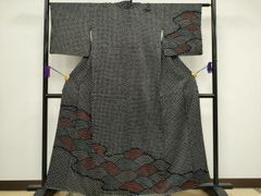 平和屋着物○本場大島紬 白大島 アンサンブル 更紗花唐草文 正絹 逸品