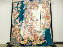 平和屋着物●六通柄　京袋帯　生紬　横段花唐草文　正絹　逸品　DAAY0285ob 平和屋着物○六通柄 京袋帯 生紬 横段花唐草文 正絹 逸品 DAAY0285ob