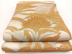 平和屋着物○八寸名古屋帯 すくい織 蔦の葉文 珊瑚色 正絹 逸品