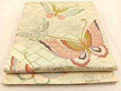 平和屋着物○長襦袢 無双仕立て エ霞舞花地紋 鶯色 やまと誂製 正絹