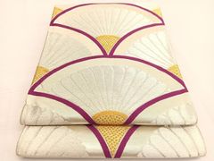 平和屋着物●西陣　宮階織物　宮繍苑　里葉　九寸名古屋帯　紬地　草花文　正絹　逸品　DAAX4623ps 平和屋着物○西陣 宮階織物 宮繍苑 里葉 九寸名古屋帯 紬地 草花文