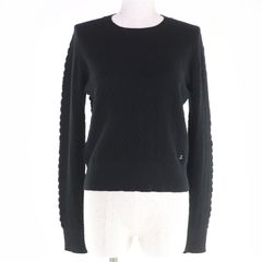 美品△HERMES エルメス カシミヤ シルク ポケットロゴ刺繍 ロゴボタン