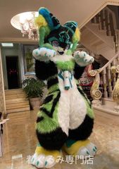 ファースーツ 着ぐるみセット 狼 赤 グレー ケモノ ファースーツ 全頭