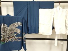 平和屋着物○上質な小紋 鳳凰花蝶松文 鬼しぼ縮緬 正絹 逸品 未使用