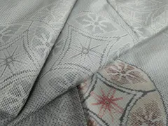 平和屋着物○本場大島紬 白大島 総絣 7マルキ 吉祥花菱丸文 正絹 逸品